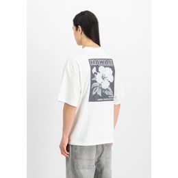 T-Shirt Alpha Industries "Aloha Flower Backprint T-Shirt", Herren, Gr. L, wei&szlig; (wei&szlig;, schwarz), Obermaterial: 100% Baumwolle, Shirts T-Shirt