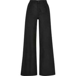 Stoffhose Urban Classics "Urban Classics Damen Ladies High Linen Mixed Wide Leg Pants", Damen, Gr. 33, Normalgr&ouml;&szlig;en, schwarz, 55% Leinen, 45% Baumwolle, unifarben, loose fit, Hosen Stoffhose