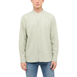 Langarmhemd Mustang "Herren Style Yuma", Herren, Gr. L, US-Gr&ouml;&szlig;en, gr&uuml;n (gr&uuml;n 6451), Web, 55% Leinen, 45% Baumwolle, unifarben, regular fit, Hemden