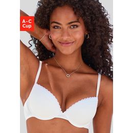 Push-up-BH Vivance, Damen, Gr. 80, Cup B, wei&szlig;, Trikot, Obermaterial: 69% Baumwolle, 16% Polyester, 9% Polyamid, 6% Elasthan, Basic, BHs Push-up-BH, mit B&uuml;gel aus weicher Baumwollqualit&auml;t