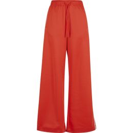 Jogginghose Urban Classics "Urban Classics Ladies Wide Leg Track Pants", Damen, Gr. XXL, US-Gr&ouml;&szlig;en, signalrot, 100% Polyester, unifarben, loose fit, Hosen Jogginghose