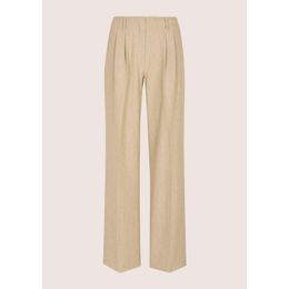Madeleine Mode Stoffhose MADELEINE "Bundfaltenhose Sommerhose mit B&uuml;gelfalten", Damen, Gr. 21, N + K Gr, beige (beige, melange), Obermaterial: 82% Polyester PES. 10% Viskose CV. 8% Elasthan EL., Modern, weit, Hosen Stoffhose, Bundfaltenhose mit weitem Bein