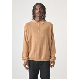 Langarmshirt Cleptomanicx, Herren, Gr. L, braun (hellbraun), 100% Baumwolle, unifarben, normal, ohne Ausschnitt, Shirts Langarmshirt, mit eleganter Knopfleiste