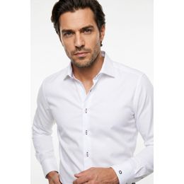Langarmhemd OLYMP "Level Five", Herren, Gr. 39, N-Gr, wei&szlig;, Web, Obermaterial: 100% Baumwolle, k&ouml;rpernah normal, 2-Knopf-Manschette, Hemden, Businesshemd, body fit, Kentkragen