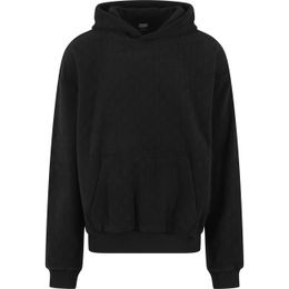 Kapuzenpullover Urban Classics "Urban Classics Jacquard Velvet Oversized Hoody", Herren, Gr. L, schwarz, 100% Polyester, unifarben, oversize, ohne Ausschnitt, Pullover Kapuzenpullover