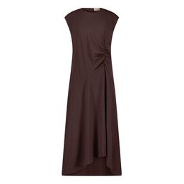 Midikleid Cartoon "Damen mit Raffung", Damen, Gr. 34, Normalgr&ouml;&szlig;en, braun (dunkelbraun), Obermaterial: 100% Polyester, ausgestellt lang, Rundhals, Kleider Midikleid