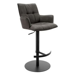 Novel Barhocker, Schwarz, Dunkelgrau, Textil, Metall, Bodenplatte, S&auml;ule, 56x100x56 cm, Sitzfl&auml;che 360&deg; drehbar, Stoffauswahl, Typenauswahl, Esszimmer, Barm&ouml;bel, Barhocker