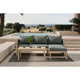 Ambia Garden Loungegarnitur, Akazie, Holz, Kunststoff, 3-teilig, Akazie, massiv, F&uuml;llung: Polyester, nicht einzeln stellbar, L-Form, 198x132 cm, Loungem&ouml;bel, Gartenlounge-Sets