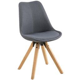 CARRYHOME Stuhl, Dunkelgrau, Holz, Textil, Kautschukholz, massiv, eckig, 48x85x55 cm, Stoffauswahl, Typenauswahl, Esszimmer, St&uuml;hle, Esszimmerst&uuml;hle, Vierfu&szlig;st&uuml;hle