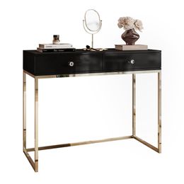 KONSOLE BLANCO mit Schubladen GOLD CHROM Schwarz Hochglanz Kristallgriff