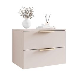NACHTKOMMODE LINA KASCHMIR 2S LED h&auml;ngend goldener Chromgriff