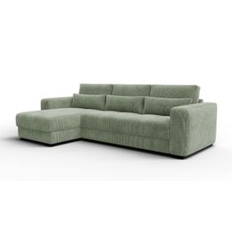 ECKSOFA OLI 4-Sitzer links, salbeigr&uuml;n