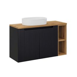 WASCHTISCH 100.4cm Riva Schwarz und Holz