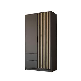 KLEIDERSCHRANK NELA, zweit&uuml;rig mit Lamellen, 105 cm, Graphit/Artisan