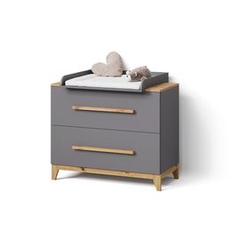 WICKELKOMMODE Mailo Grau/Artisan mit 2 Schubladen