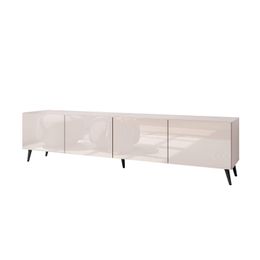 TV-SCHRANK COLGANTE 200 Kaschmir Hochglanz, mit LED, Schr&auml;ge schwarze F&uuml;&szlig;en