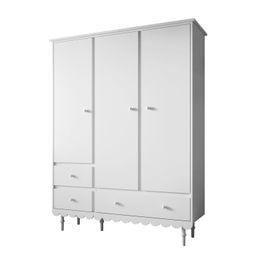 KINDERKLEIDERSCHRANK BABUSHKA &ndash; Dreit&uuml;rig, Wei&szlig;