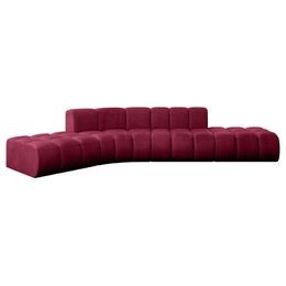 ECKSOFA modulares Sofa Solven-L1 - 380x174x70 cm Bordeauxrot