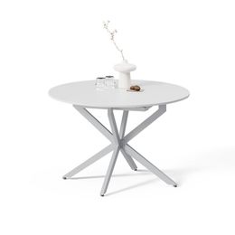 ESSTISCH Firenze Wei&szlig;/Grau 120 x 120 cm ausziehbar