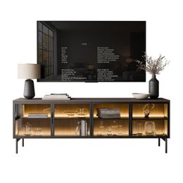 TV-ELEMENT LINEA LOFT mit LED-Beleuchtung Eiche + Schwarz