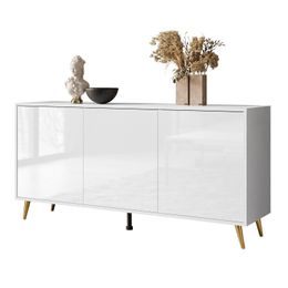 SIDEBOARDS SANAYI auf goldenen Beinen, Hochglanz Wei&szlig;/Golde Beine