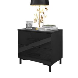 NACHTTISCH LINA mit Beinen, Hochglanz, LED