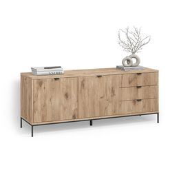 LOWBOARD Aterno Viking Oak 150 x 60 cm mit 3 Schubladen, 2 T&uuml;ren