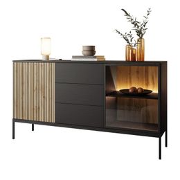 SIDEBOARD ECLIPSE KSZ154 mit Schubladen und Beleuchtung,Schwarz Eiche Wotan