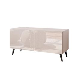 TV-SCHRANK COLGANTE 100 Kaschmir Hochglanz, mit LED, Schr&auml;ge schwarze F&uuml;&szlig;en