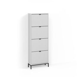 SCHUHKIPPER Aterno Wei&szlig; 60 x 168 cm mit 4 Klappschubladen