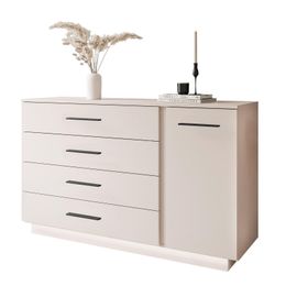 KOMMODE LINA KASCHMIR II 1D4S mit LED-Beleuchtung Schwarze Griffe