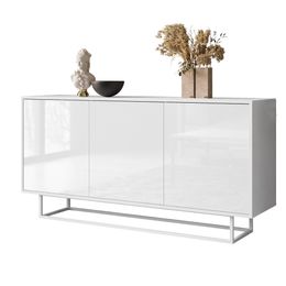 SIDEBOARD SANAYI auf wei&szlig;em Gestell, Hochglanz Wei&szlig;