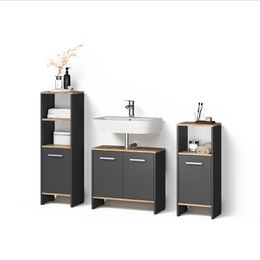 BADM&Ouml;BEL-SET Amalfi Anthrazit/Goldkraft Eiche 3-teilig
