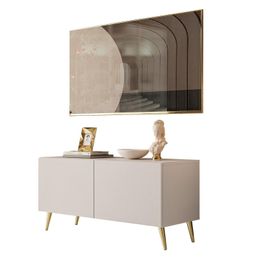 TV-LOWBOARD COLGANTE 100 cm Kaschmir auf Gold Beinen