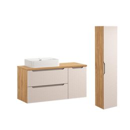 BADM&Ouml;BEL 120cm Mallory 2er-Set Beige und Holz