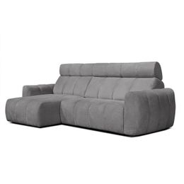 ECKSOFA KIMI 3-Sitzer, ausziehbarer Sitz, verstellbare Kopfst&uuml;tzen, grau