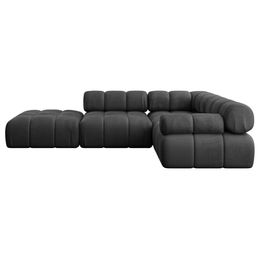 ECKSOFA modulares Sofa Felto-L1 - 285x190x70 cm Schwarz Velours