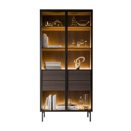 VITRINE LINEA LOFT mit LED-Beleuchtung Eiche + Schwarz