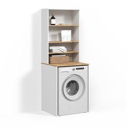 WASCHMASCHINENSCHRANK Paolina Wei&szlig;/Artisan 66 x 88.2 cm 2 Teile mit Regal
