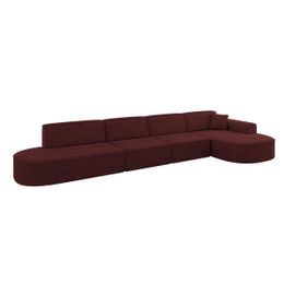 ECKSOFA Ottomane Rechts MARI-L3 - 413x171x79 cm Bordeaux Velours