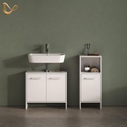BADEZIMMERM&Ouml;BEL-SET Amalfi Wei&szlig; 2 Teile