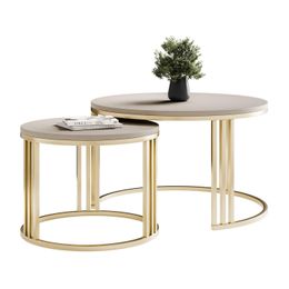 COUCHTISCH 2in1 LORI MAT geb&uuml;rstetes Gold, Geb&uuml;rstetes Gold / Kaschmir matt