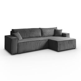 ECKSOFA Gepolstertes CARLO XL Cord mit Schlaffunktion und Bettkasten, Poso 60