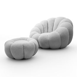 DREHSESSEL FLUFFY mit Fu&szlig;st&uuml;tze