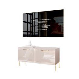 TV-ELEMENT AURA 100 KASCHMIR Hochglanz auf geraden goldenen Beinen