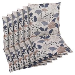 Sesselauflagenset 6-Teilig Blau/Beige
