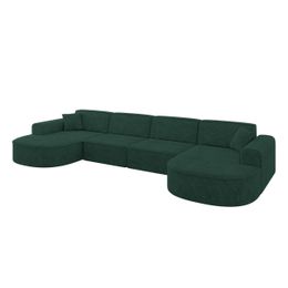 WOHNLANDSCHAFT MARI-U2 - 388x171x79 cm Gr&uuml;n Velours