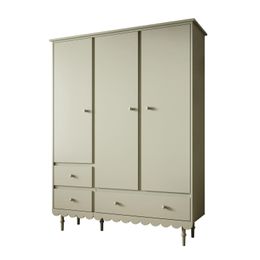 KINDERKLEIDERSCHRANK BABUSHKA &ndash; Dreit&uuml;rig, Olivgr&uuml;n
