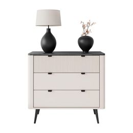 KOMMODE f&uuml;r das Wohnzimmer AUTUMN 3S auf hohen Beinen, Kaschmir / Grauer Stein