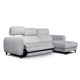 ECKSOFA SVEN 3-Sitzer, 1 Relax XL, verstellbare Kopfst&uuml;tzen, hellgrau